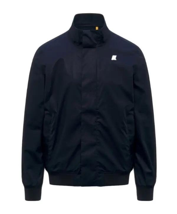 K-WAY Stand-collar Zip Jacket With Ribbed Cuffs And Hem - Blue