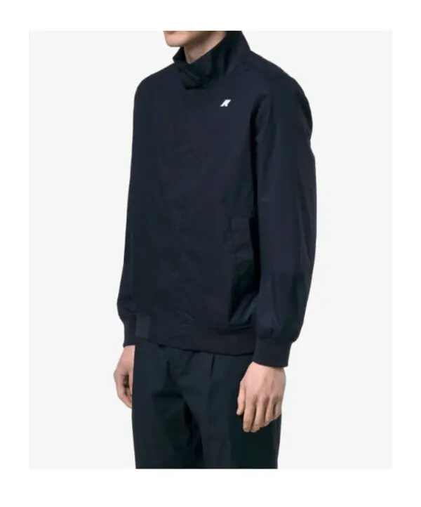 K-WAY Stand-collar Zip Jacket With Ribbed Cuffs And Hem - Blue