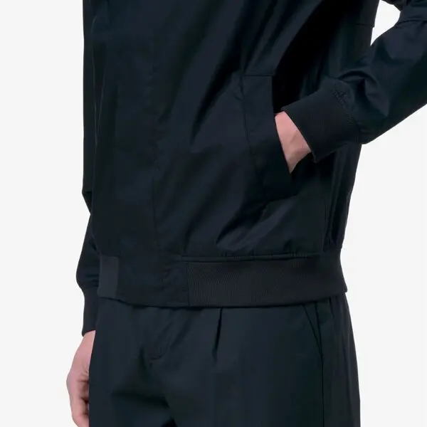 K-WAY Stand-collar Zip Jacket With Ribbed Cuffs And Hem - Blue