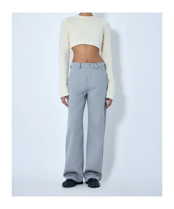 RIER Cropped Knitted Jumper - White