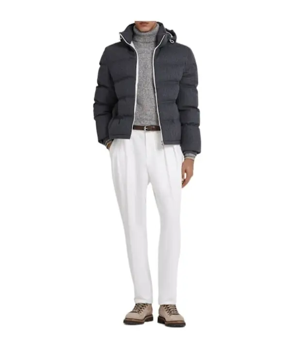 Brunello Cucinelli Wool Cashmere Down Jacket With Drawstring Hood