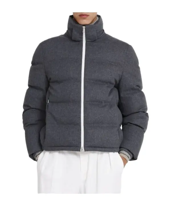 Brunello Cucinelli Wool Cashmere Down Jacket With Drawstring Hood