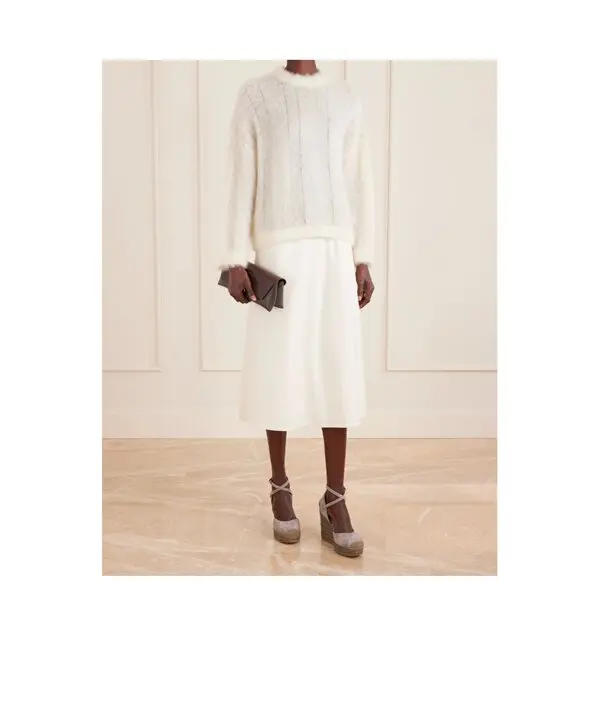 Brunello Cucinelli Suede Wedge Espadrilles With Monili Embellishment