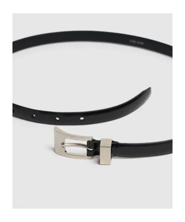 THE ROW Downtown Bright Leather Belt - Black