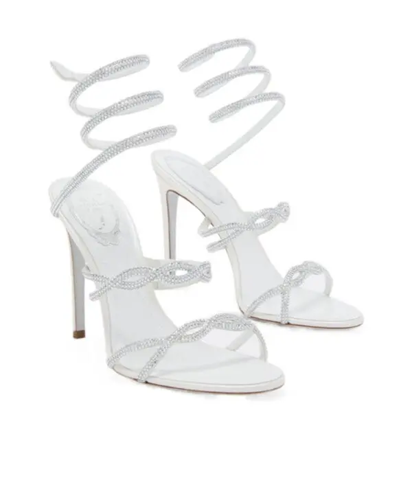 Rene Caovilla Embellished Stiletto Sandals - Ivory