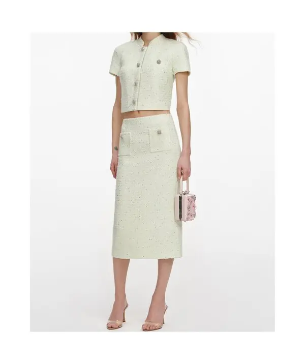 SELF-PORTRAIT Sequined Midi Skirt