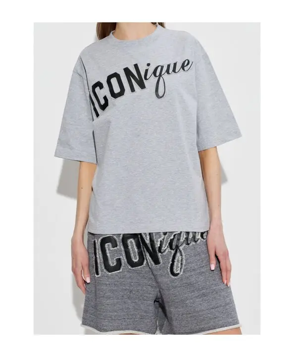 Dsquared2 Short Sleeve Crewneck T-shirt With Iconique Logo - Grey