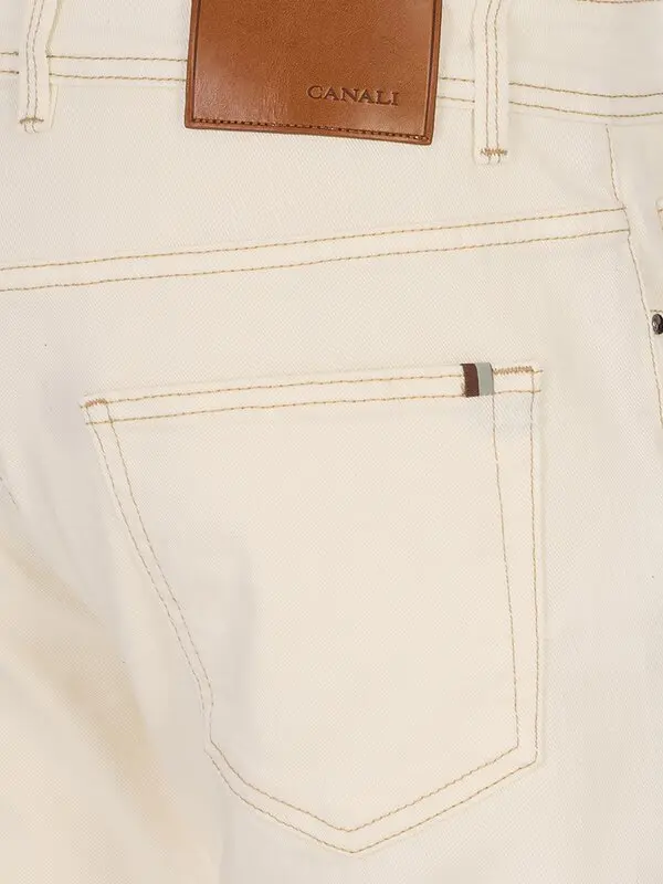 Canali Straight-leg Jeans With Logo Patch - Nude