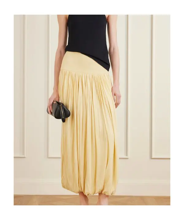 TOTEME Gathered Pleated Midi Skirt - Nude
