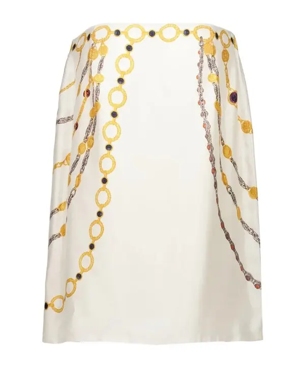 Versace Chain-printed Twill Pencil Skirt - White/print