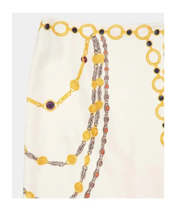 Versace Chain-printed Twill Pencil Skirt - White/print