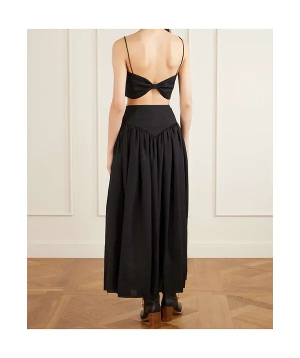 Gabriela Hearst Juniper Patchwork Midi Skirt - Black
