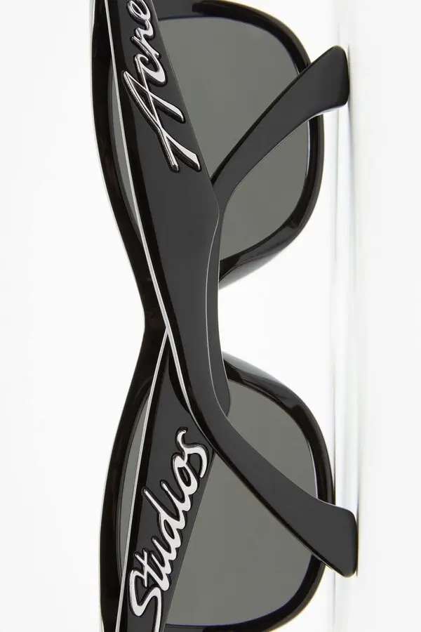 Acne Studios Embossed Logo Square Frame Sunglasses - Black