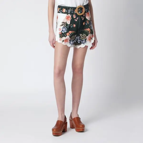 Farm Rio Belted Floral Print Shorts