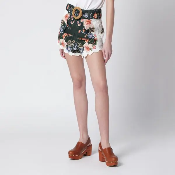 Farm Rio Belted Floral Print Shorts