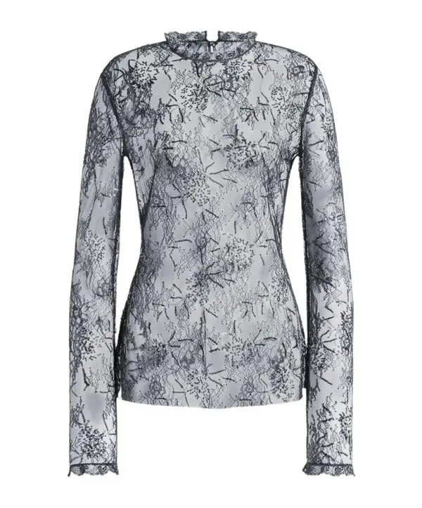 Alberta Ferretti Embroidered Lace Long Sleeve Shirt - No