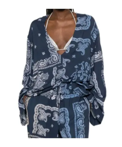 Attico Paisley Print V-neck Blouse With Long Sleeves