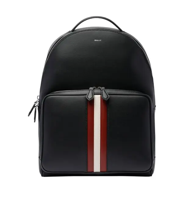 Bally Logo Printed Zip-up Backpack - Black