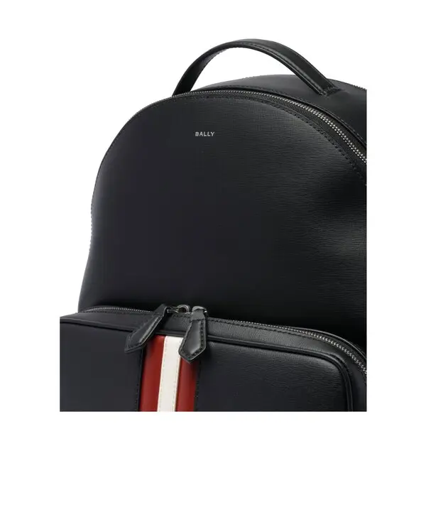 Bally Logo Printed Zip-up Backpack - Black