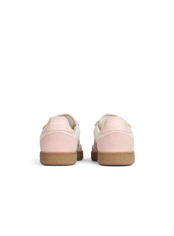 Balmain Swan Low Top Sneakers In Smooth Leather And Suede - Nude