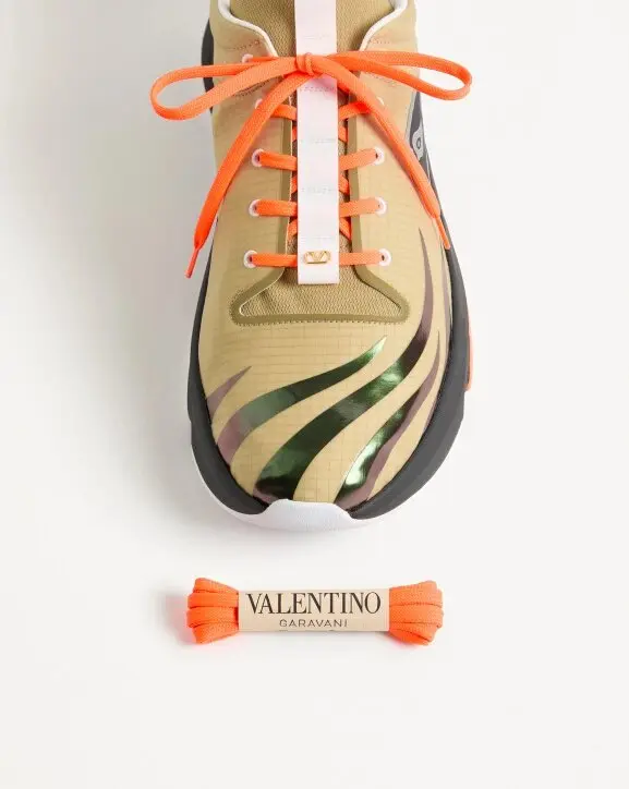Valentino Garavani Panther Blaze Low-top Sneakers In Ripstop Fabric - Beige/black