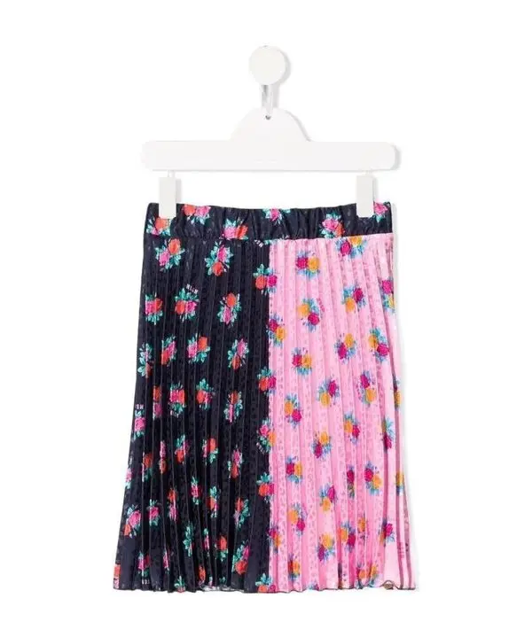 MSGM Floral Print Pleated Midi Skirt