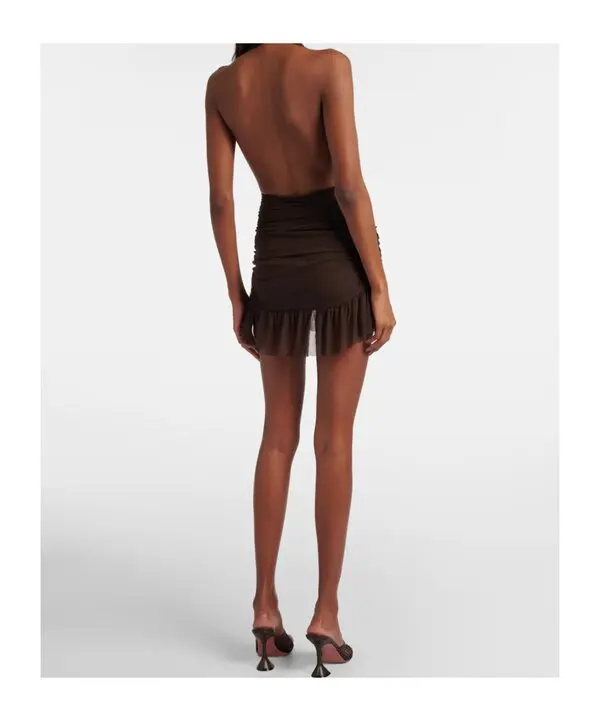 Norma Kamali Halterneck Ruched Mini Dress