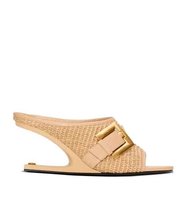 Balmain Anthem No Wedge Mules - Beige