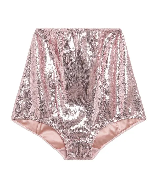 Dolce & Gabbana Sequined High-waist Briefs - Pink