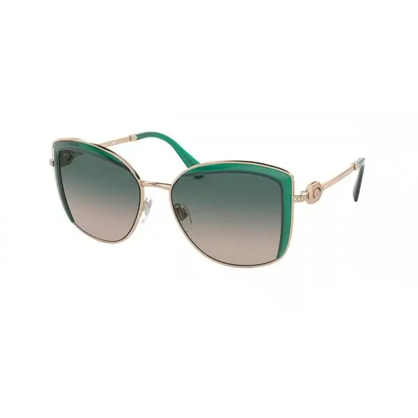 BVLGARI Rose Gold Frame Emblem Sunglasses - Green