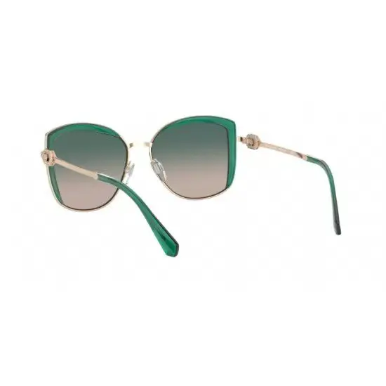 BVLGARI Rose Gold Frame Emblem Sunglasses - Green