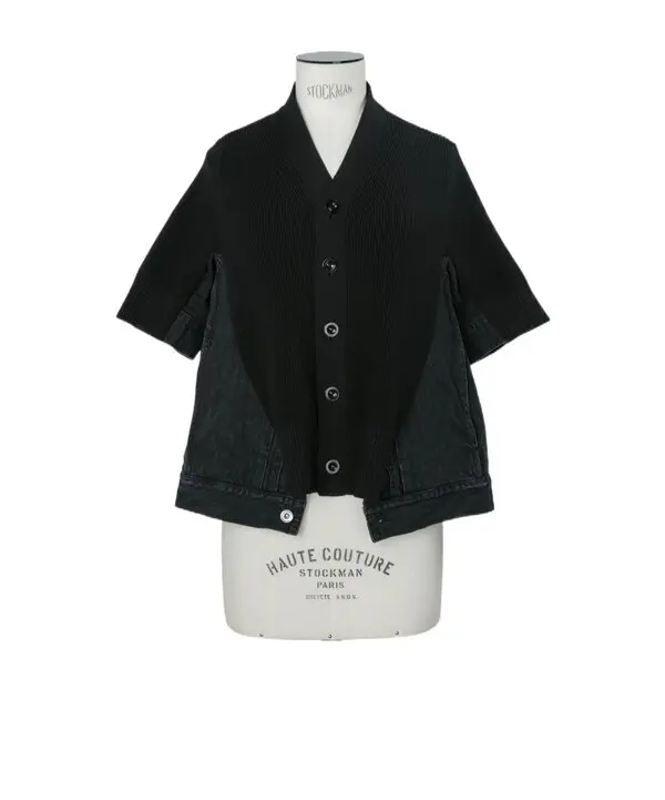 Sacai Denim X Knit Cardigan - Black