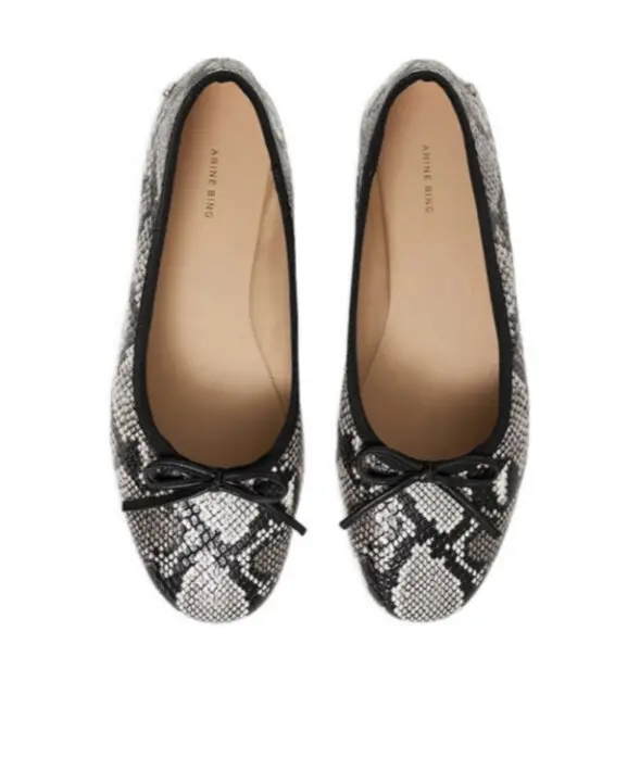 ANINE BING Jamie Embossed Ballerina Flats - Gray