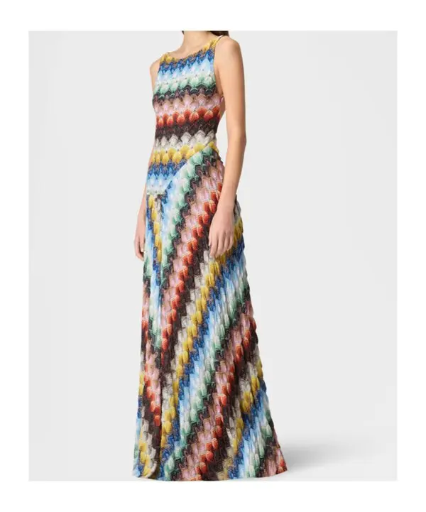 Missoni Sleeveless Lace Motif Lamé Long Dress