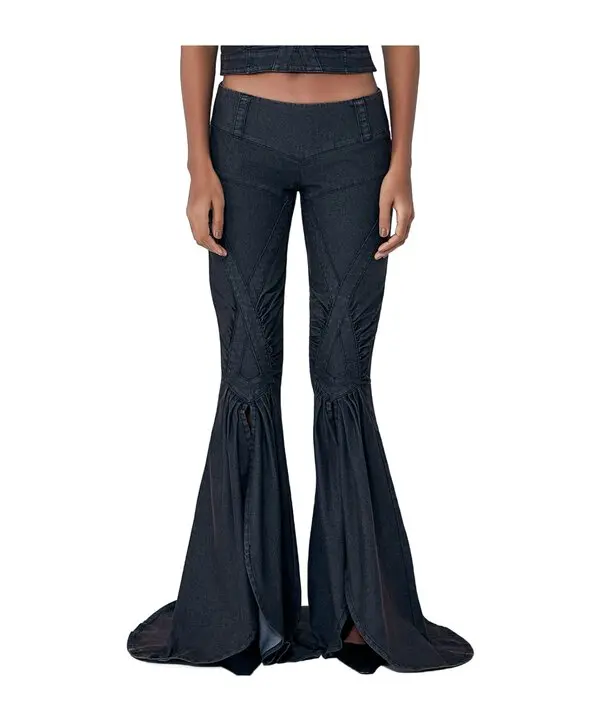 KNWLS Flared Jeans With Pleated Knee Construction