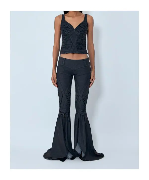 KNWLS Flared Jeans With Pleated Knee Construction