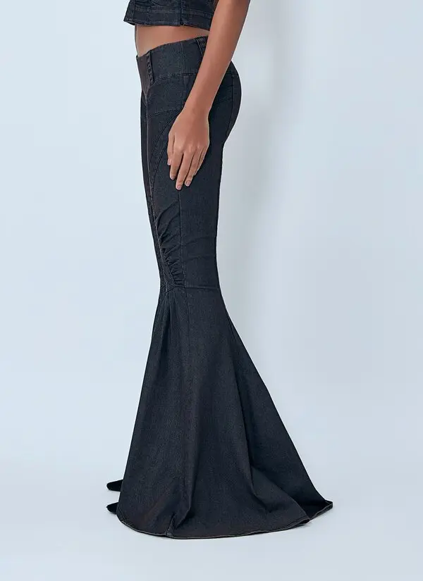 KNWLS Flared Jeans With Pleated Knee Construction