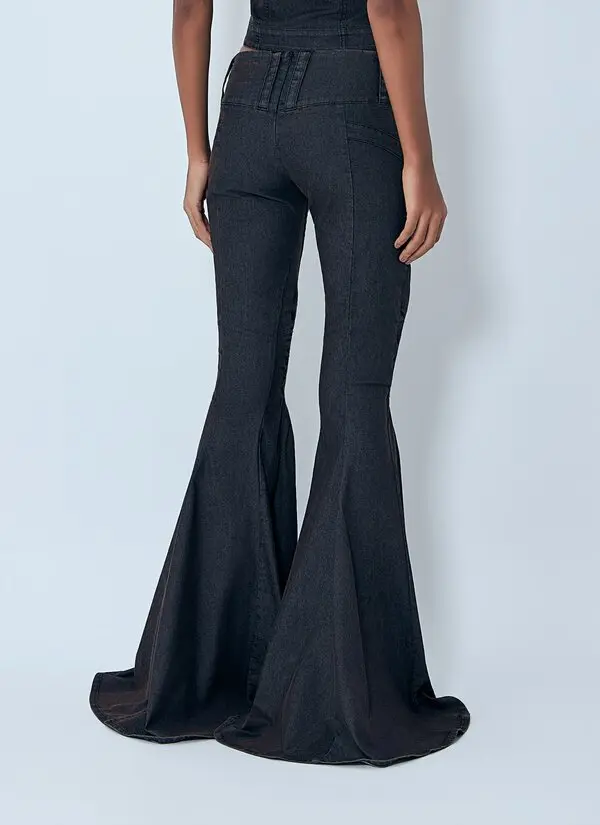 KNWLS Flared Jeans With Pleated Knee Construction