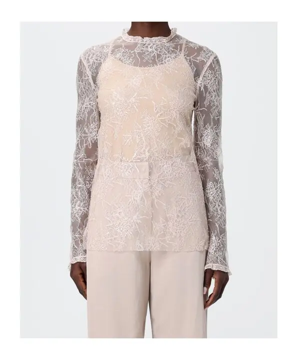 Alberta Ferretti Long-sleeve Lace T-shirt - Pink