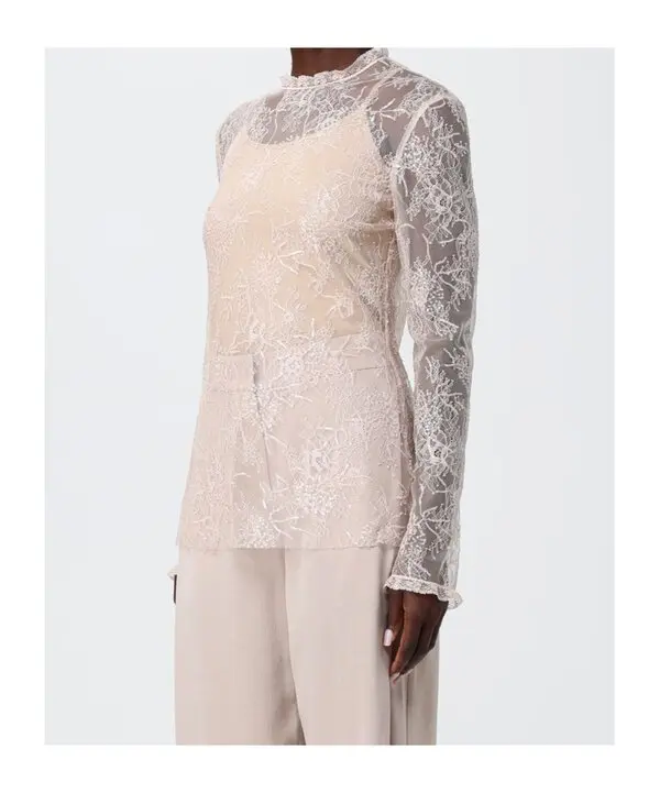 Alberta Ferretti Long-sleeve Lace T-shirt - Pink
