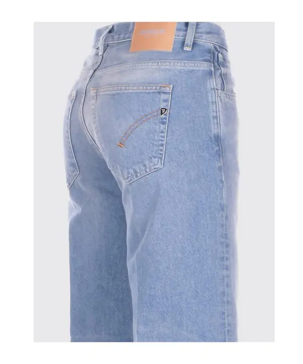 DONDUP Straight Leg Distressed Jeans With Frayed Hem - Light Blue