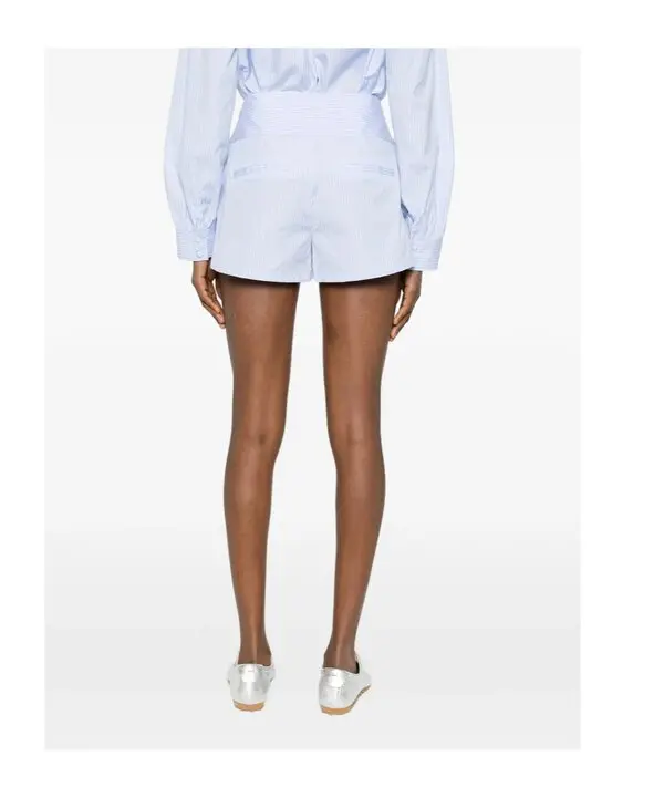 FRAME Striped Button Detail High-waisted Shorts