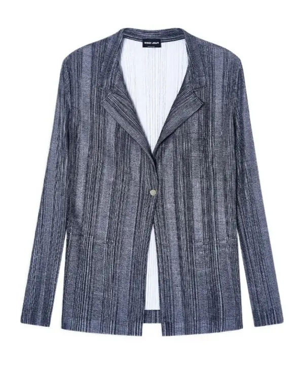 Giorgio Armani Single-breasted Striped Jacket - Gray