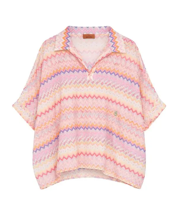 Missoni Zigzag Pattern V-neck Blouse - Pink