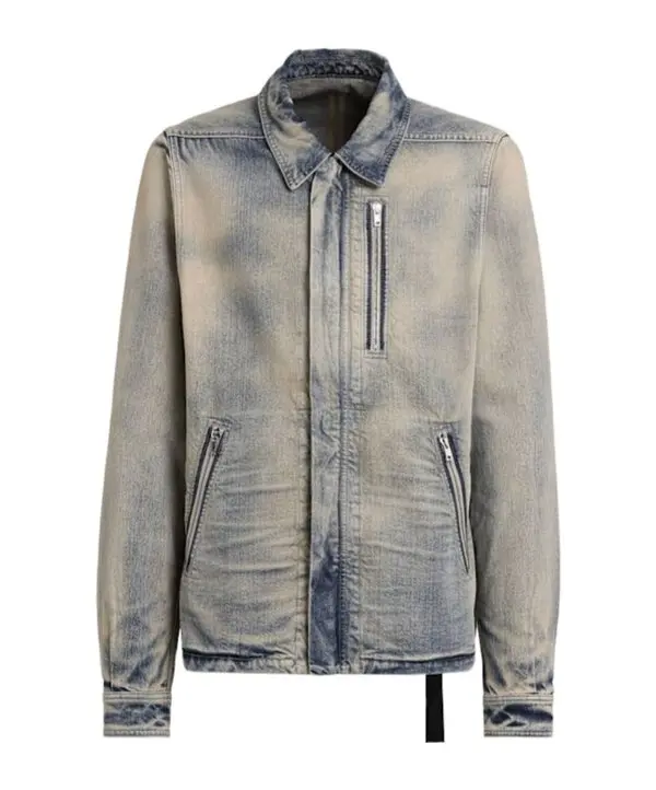 Rick Owens Cotton Denim Zip-front Jacket - Gray