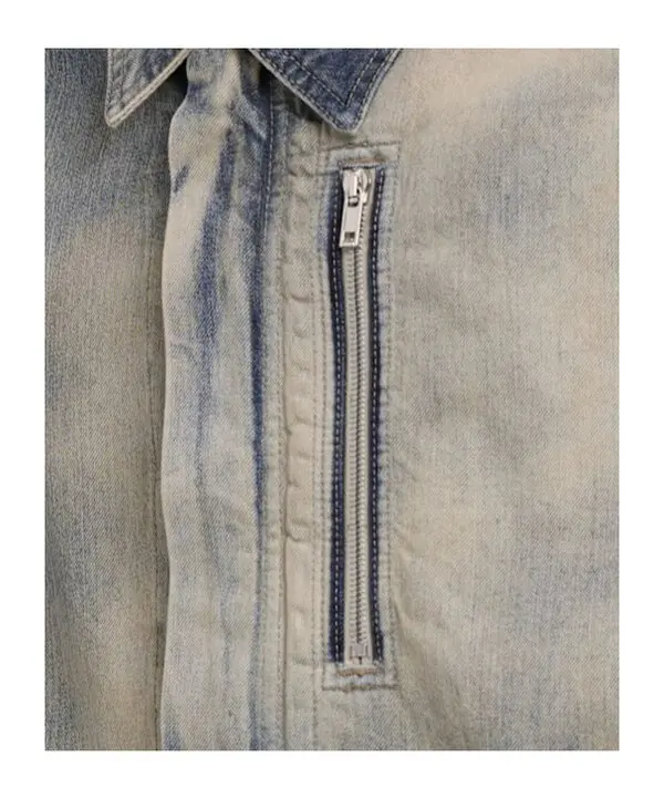 Rick Owens Cotton Denim Zip-front Jacket - Gray