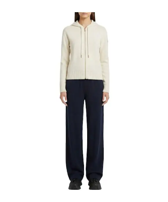 Moncler Wool Cashmere Zip-up Hoodie - White