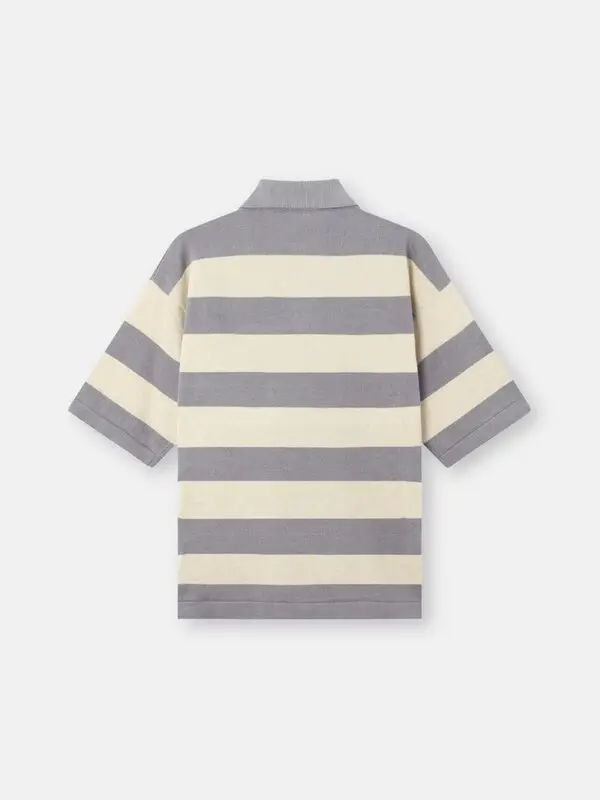 Stone Island Striped Knitted Polo Shirt