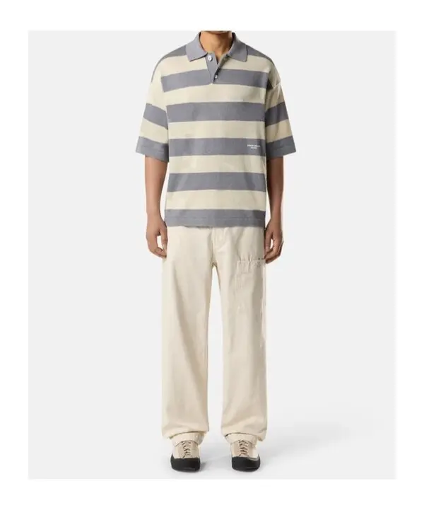 Stone Island Striped Knitted Polo Shirt