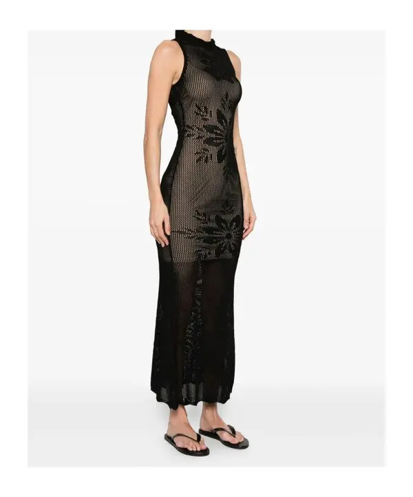 TWINSET Floral Long Knitted Dress - Black